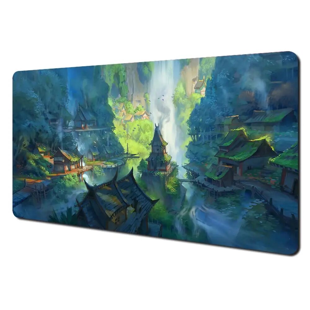 Игровой коврик для TCG Mairuige «Таинственный лес: Секретное Изумрудный, 600x350x3mm, playmat-17