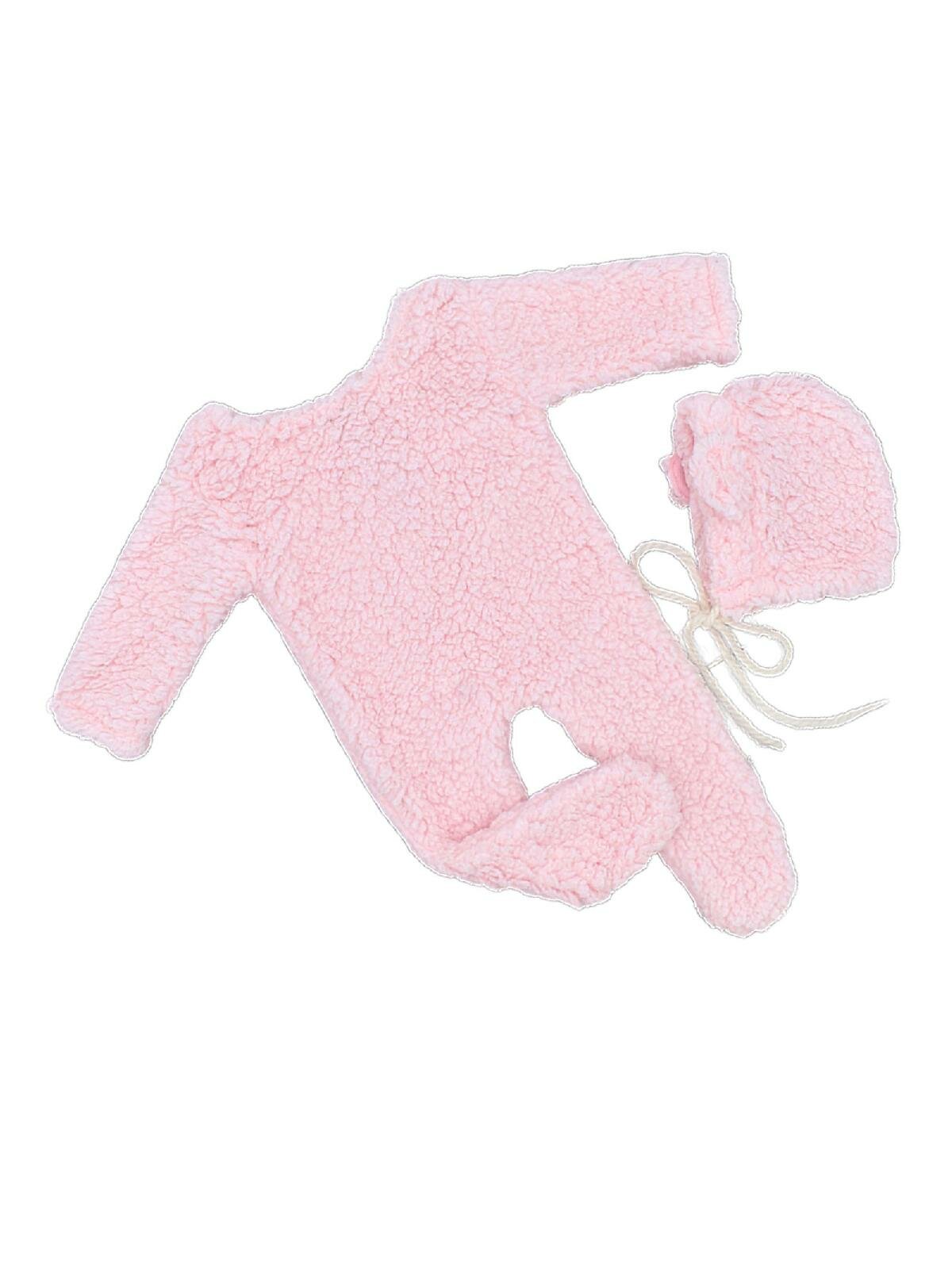 2шт Baby фото Костюм комбинезон плюшевый медведь колпачок уха новорожденных фотосъемка одежды