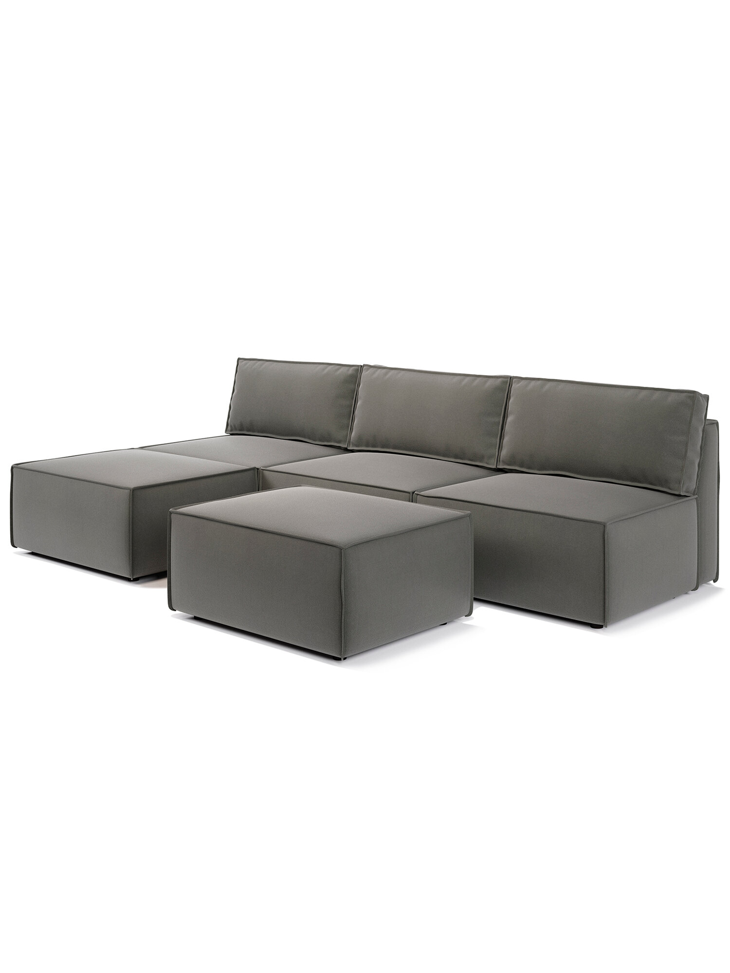 Угловой диван модульный Гамма 285х170х70 см, левый велюр серый