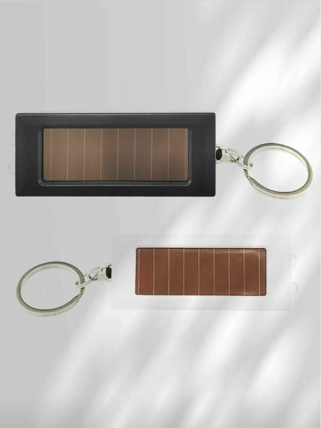 Солнечный фонарик с зарядкой для ключей, - Черно-белый