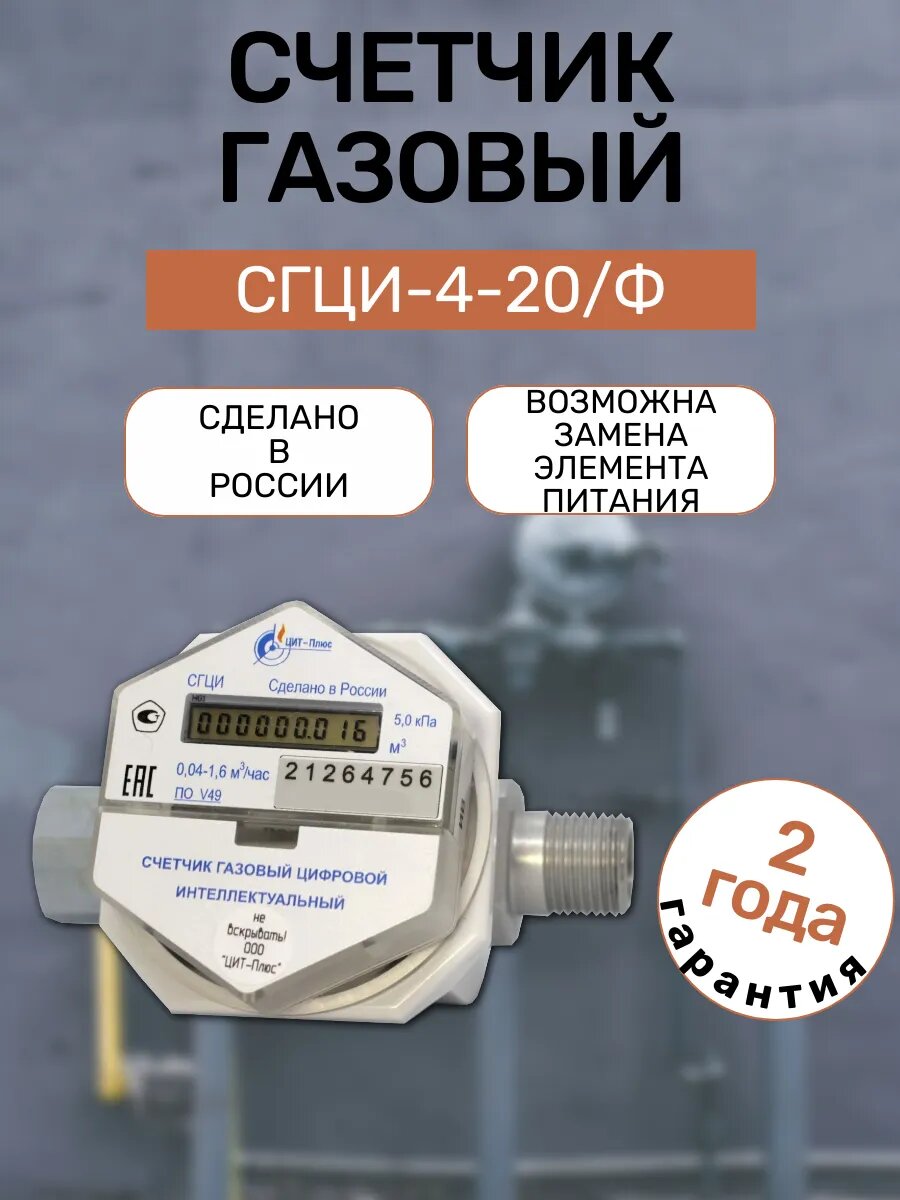 Счетчик газовый СГЦИ-4-20/Ф фланцевый (Dn20)