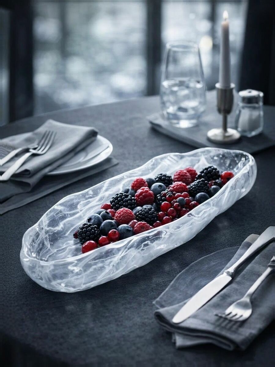 Тарелка, блюдо овальное прозрачное "Oyster" 1 шт, 32 см. Стекло