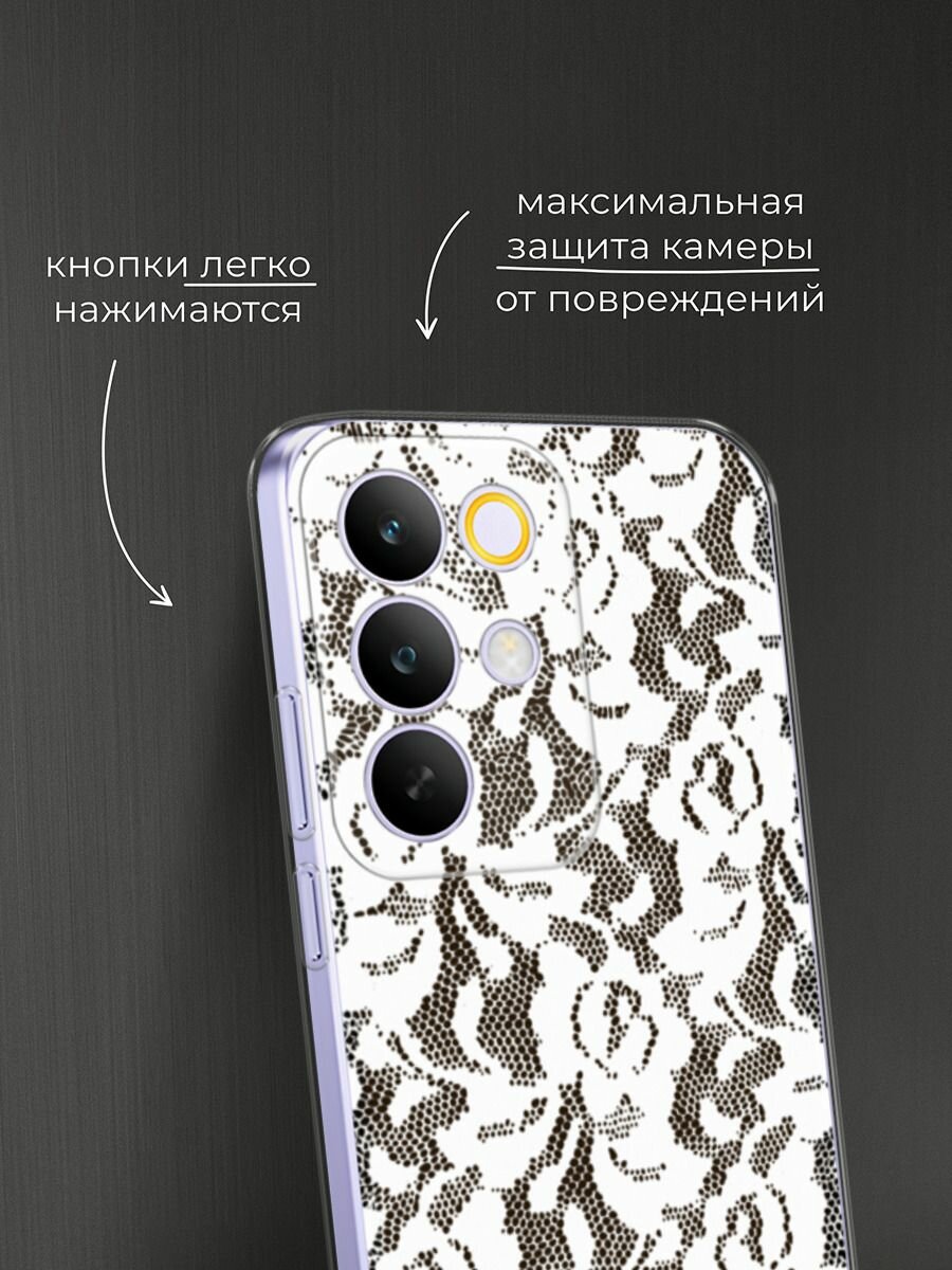 Чехол на Realme C85 Pro / Реалми C85 Про с принтом Белые кружева цветов — фото 1