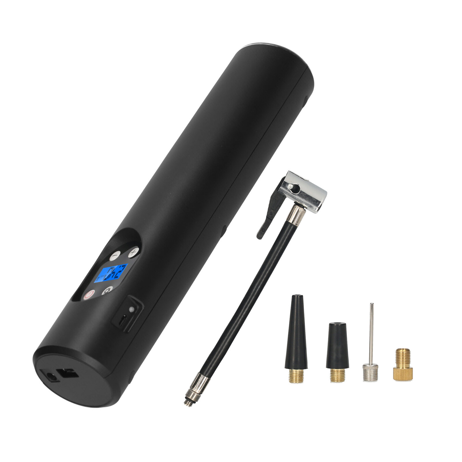 Бесшумный компрессор для накачки с цифровым ЖК-дисплеем, 150 PSI, двухстороннее питание, беспроводной, восстанавливаемый, с аварийным светом, для автомобилей, мотоциклов, велосипедов, баскетбольных мячей и надувных изделий, черный цвет, встроенная