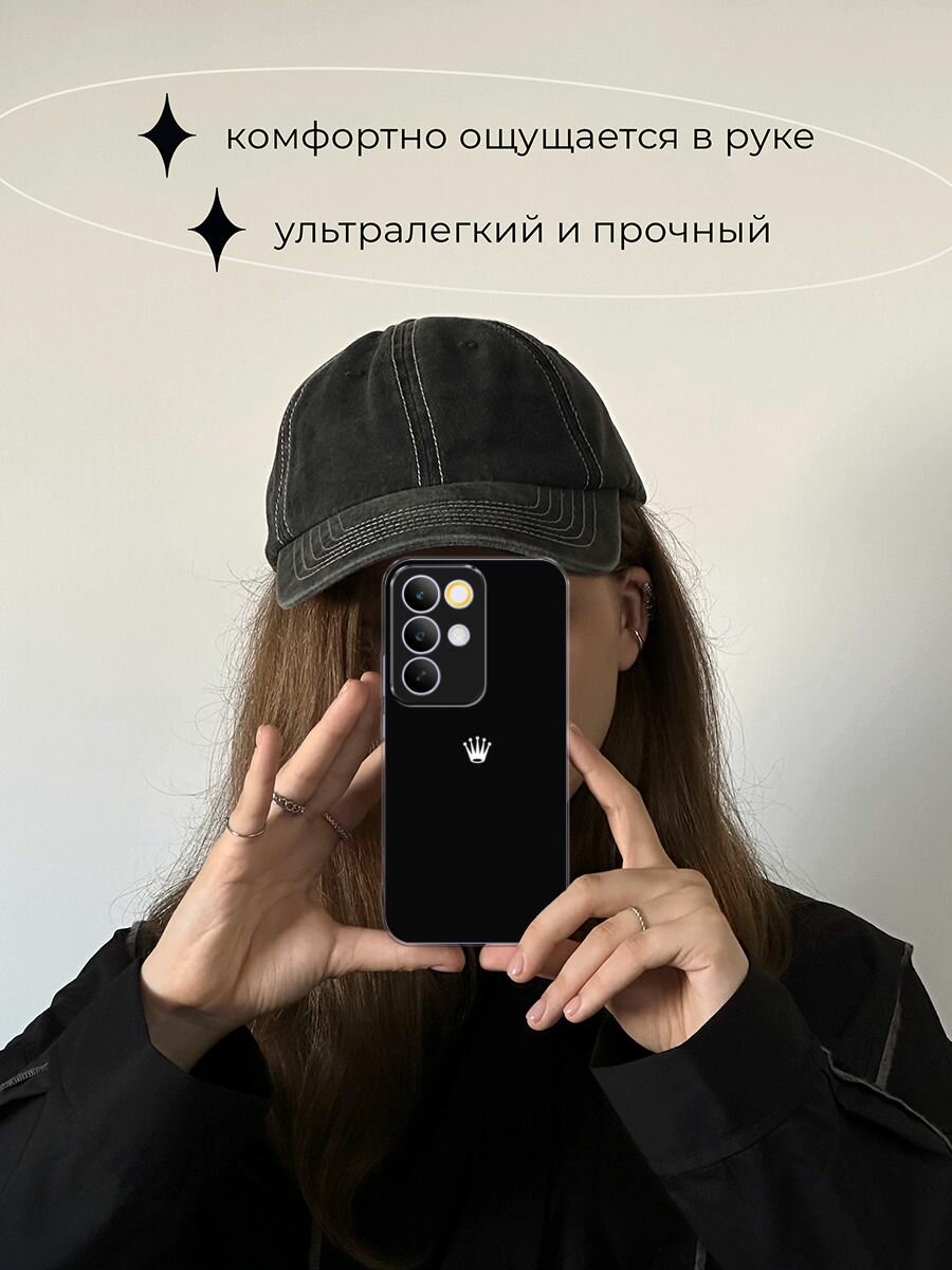 Чехол на Realme C85 Pro / Реалми C85 Про с принтом Белая корона на черном фоне — фото 1