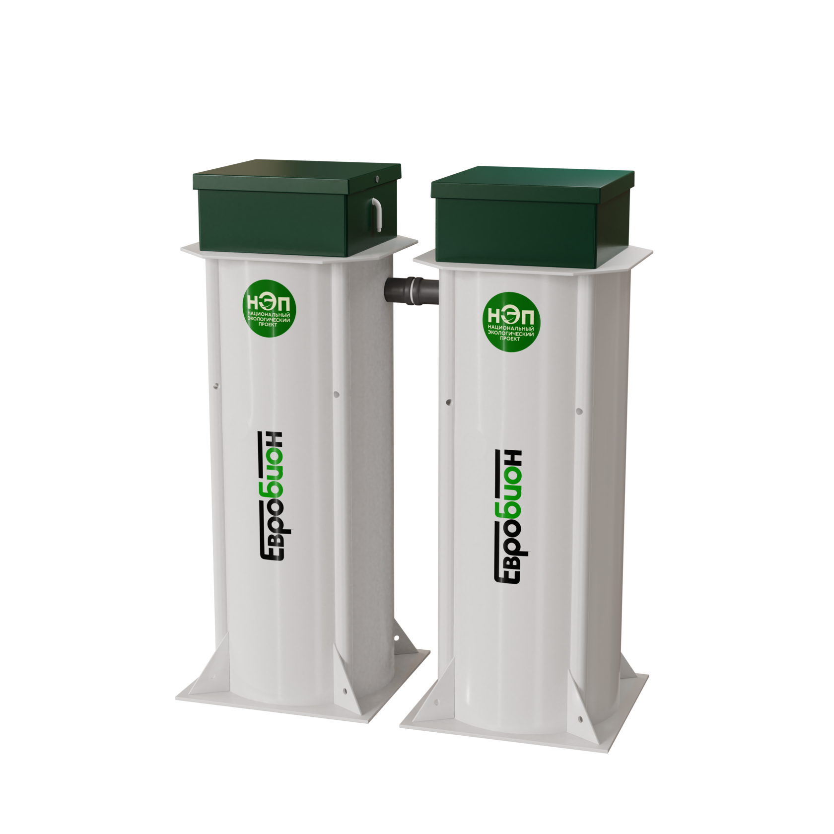 Септик Евробион 15-Отель, самотечный, полипропилен, станция компрессорного типа с двумя вертикальными блоками