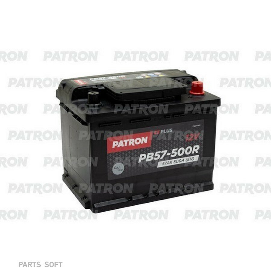 Аккумулятор (АКБ) PATRON PLUS 57Ah 500A (обратная 0) 242x175x190 L2 от официального дистрибьютора, PATRON, артикул PB57500R