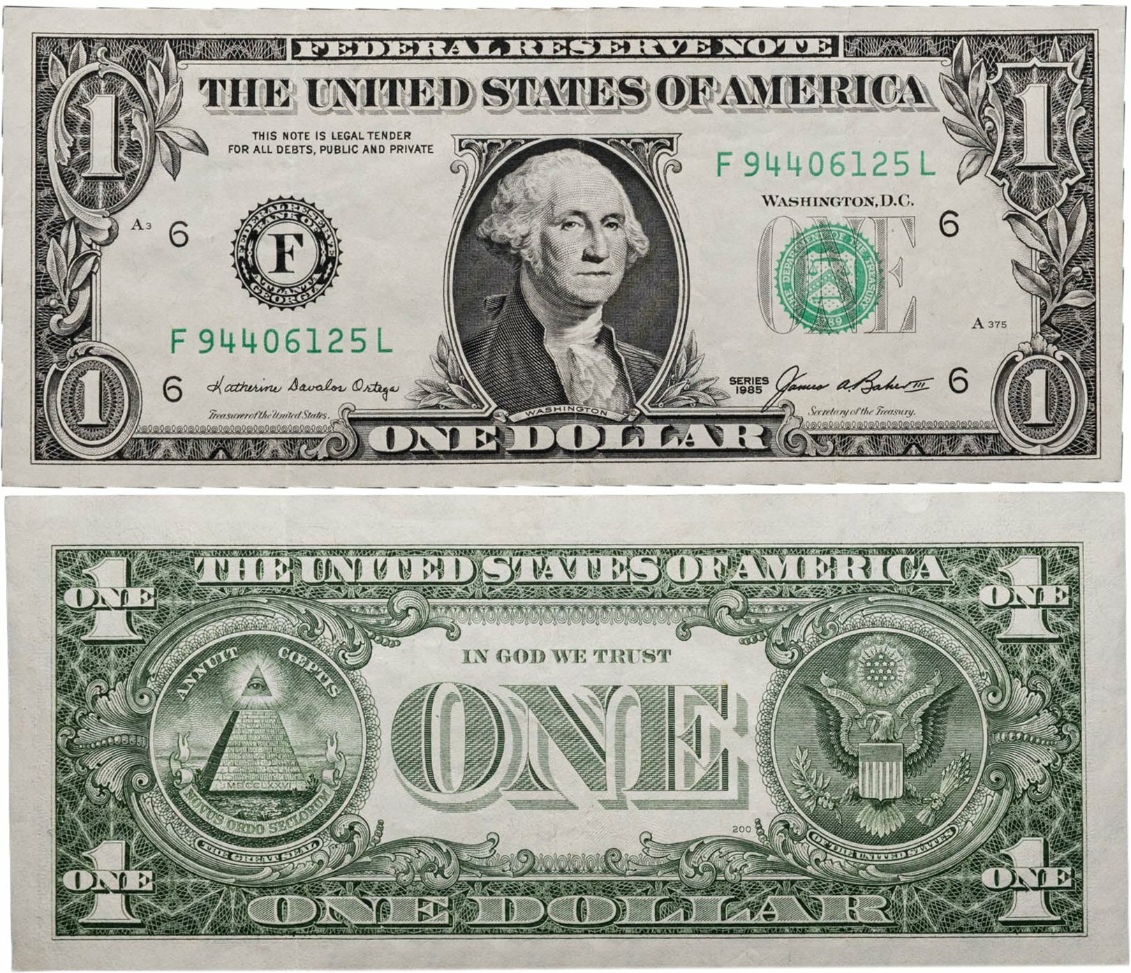 США 1 доллар 1985 года Pick 474 F-Атланта