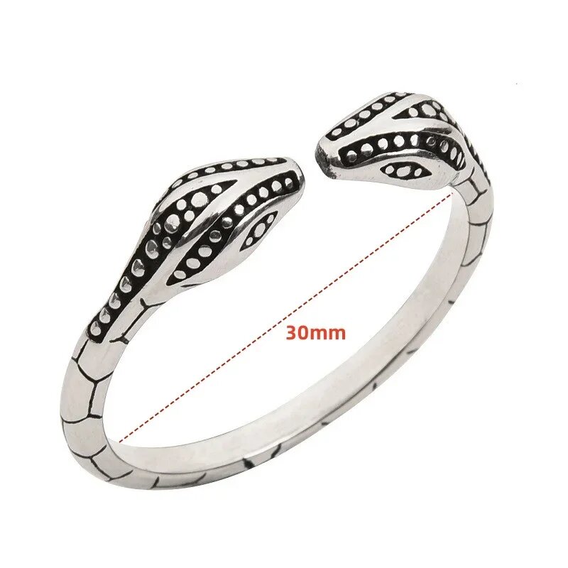 Кольцо змеиное, серебряное, 30mm