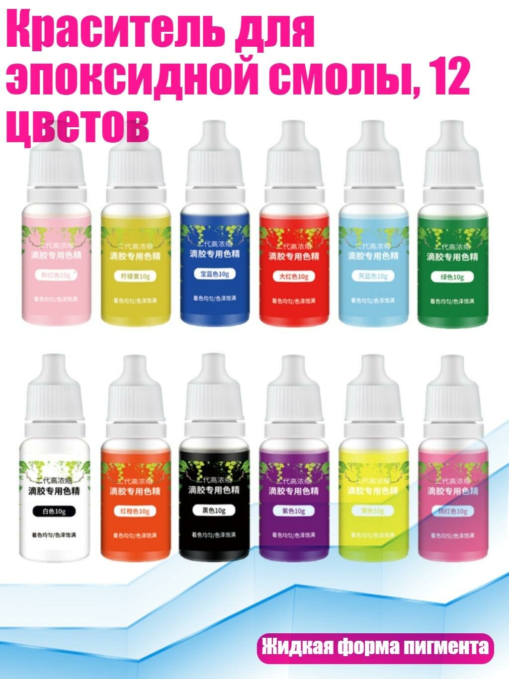 Краситель для эпоксидной смолы, 12 цветов