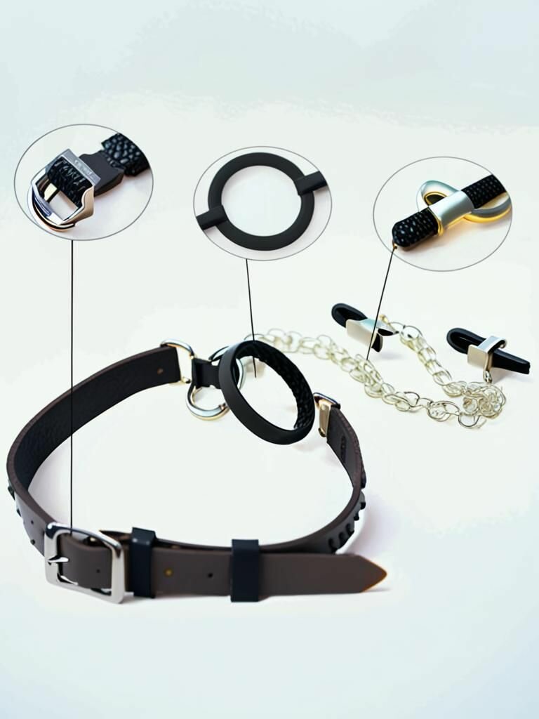 Кляп-кольцо 5.2 см с зажимами для сосков