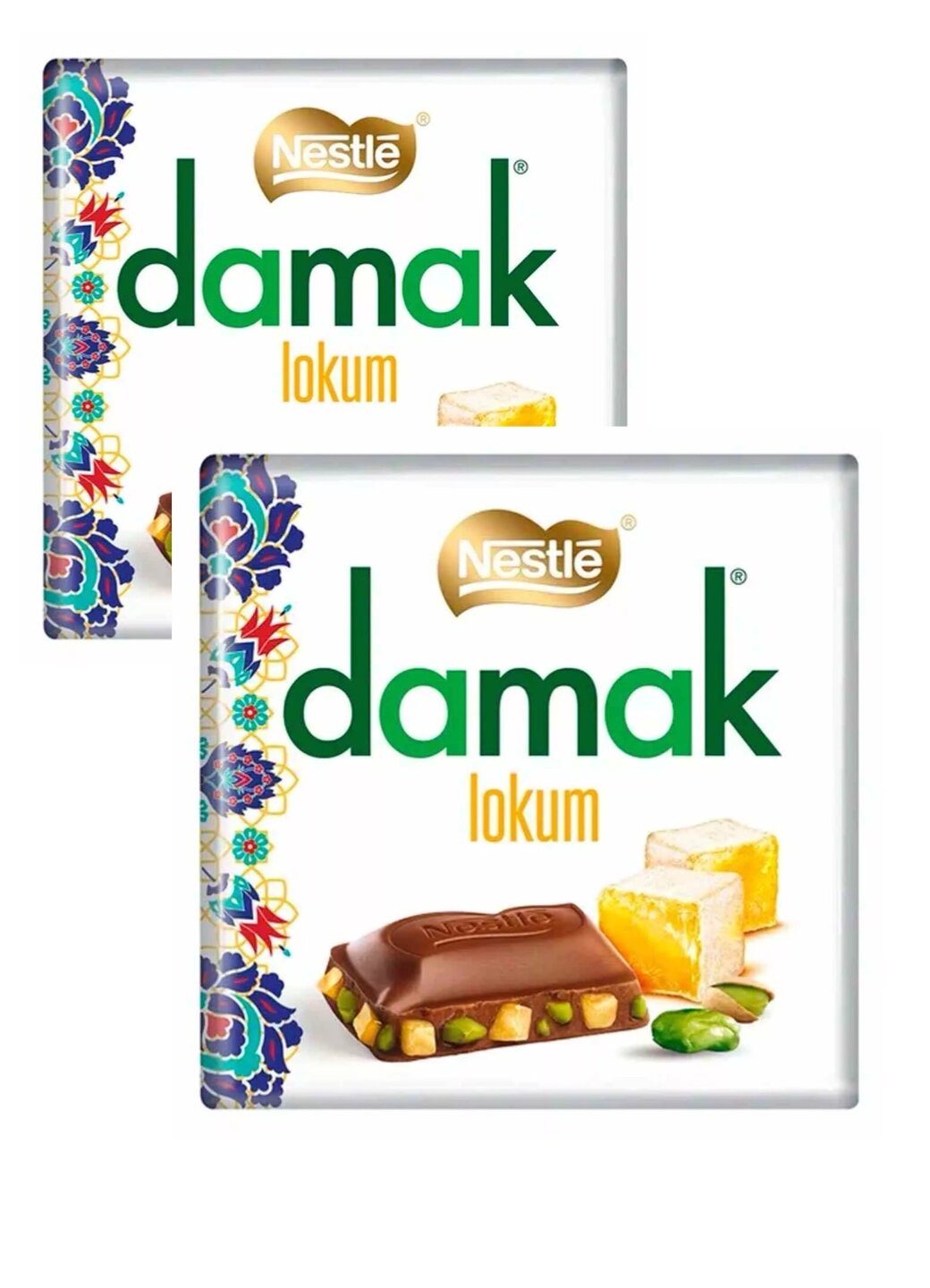 Шоколадная плитка Nestle Damak lokum, с фисташкой и лукум, 60 гр х 2 шт (Турция)