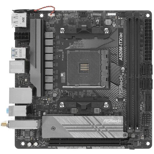 Материнская плата Asrock A520M-ITX/AC Soc-AM4 AMD A520 2xDDR4 mini-ITX AC`97 8ch(7.1) GbLAN RAID+HDM