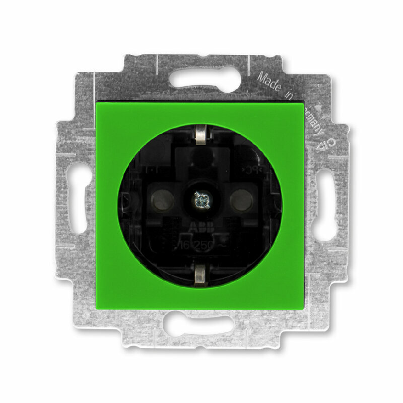 Розетки и выключатели ABB Levit ABB Розетка с заземлением со шторками ABB Levit зелёный-дымчатый чёрный, 2CHH203457A6067