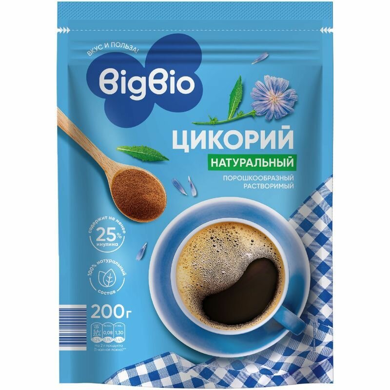 Цикорий BIGBIO натуральный растворимый порошкообразный 200 гр- 3 шт