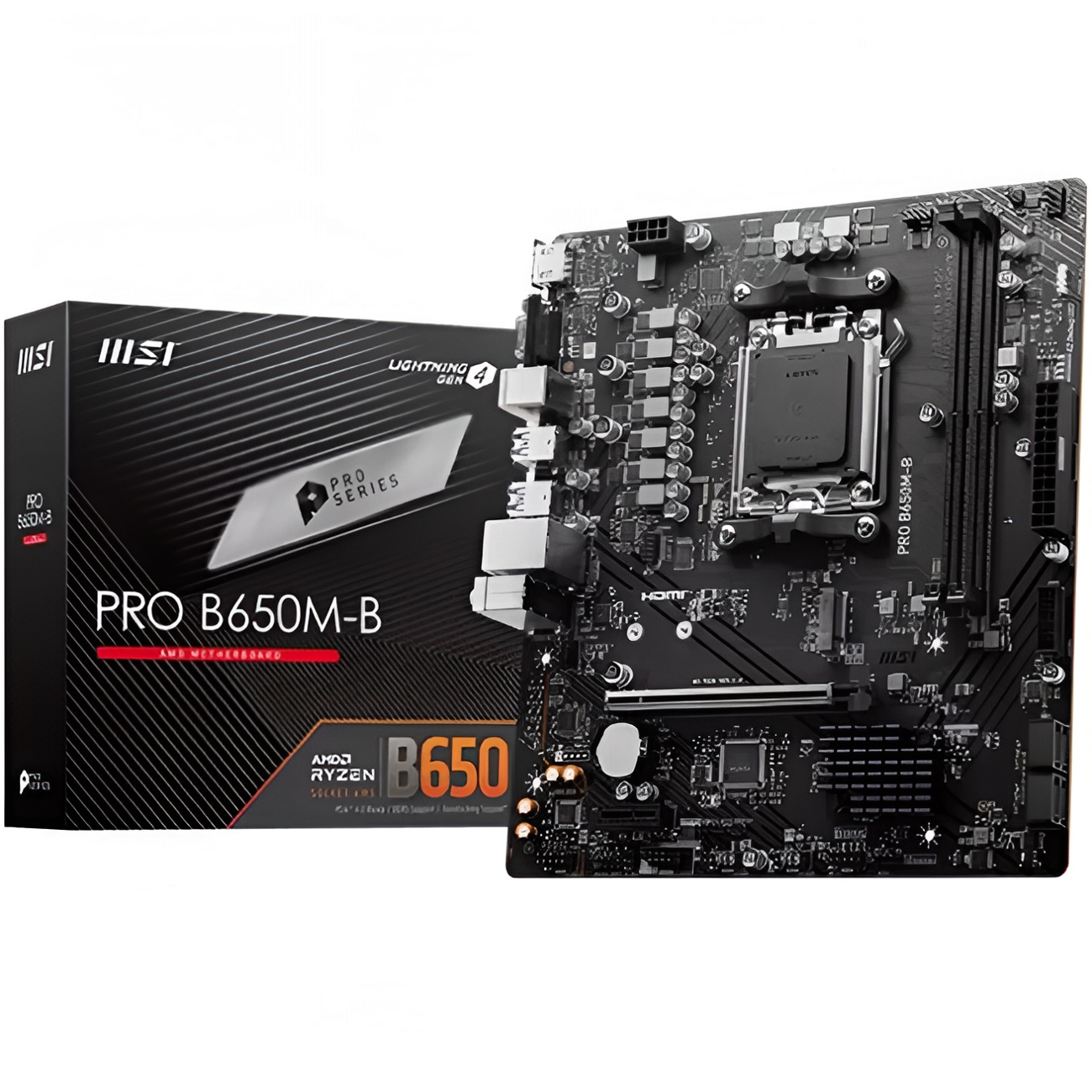 Материнская плата MSI PRO B650M-B (AM5/AMD B650/2xDDR5/PCI-Ex16/M.2/SB7.1/GLAN/HDMI/mATX)