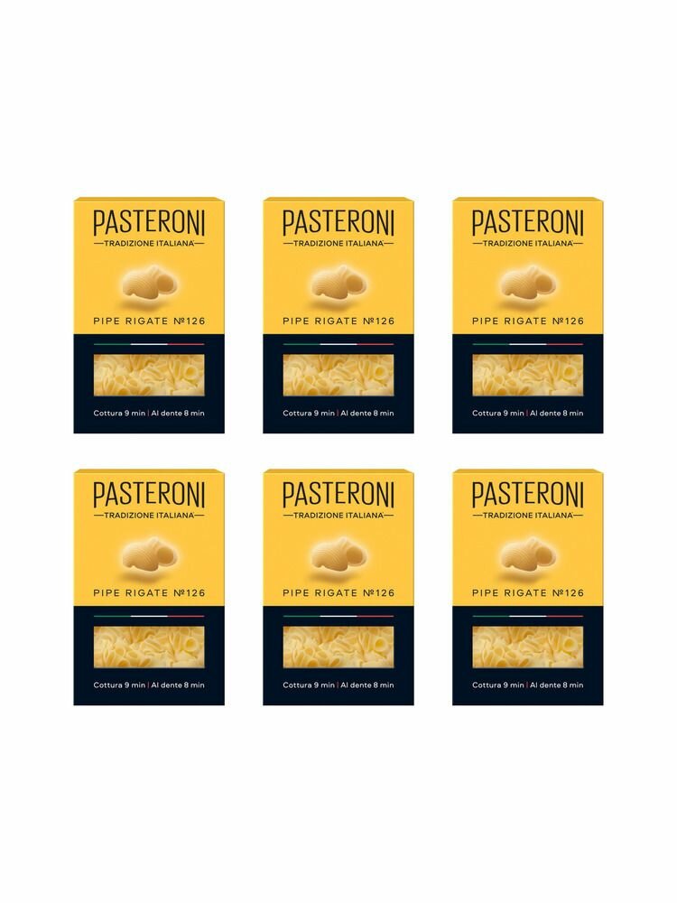 Pasteroni Макароны Пипе Ригате №126, 400 г, 6 шт