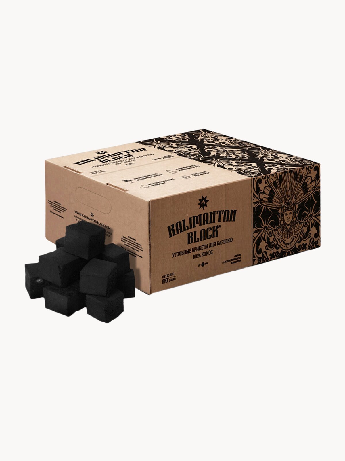 Уголь кокосовый для барбекю Kalimantan Black 8 кг