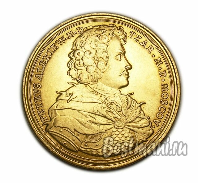 Настольная золотая медаль в честь полтавской баталии 1709 года сувенирная копия, ордена медали и награды