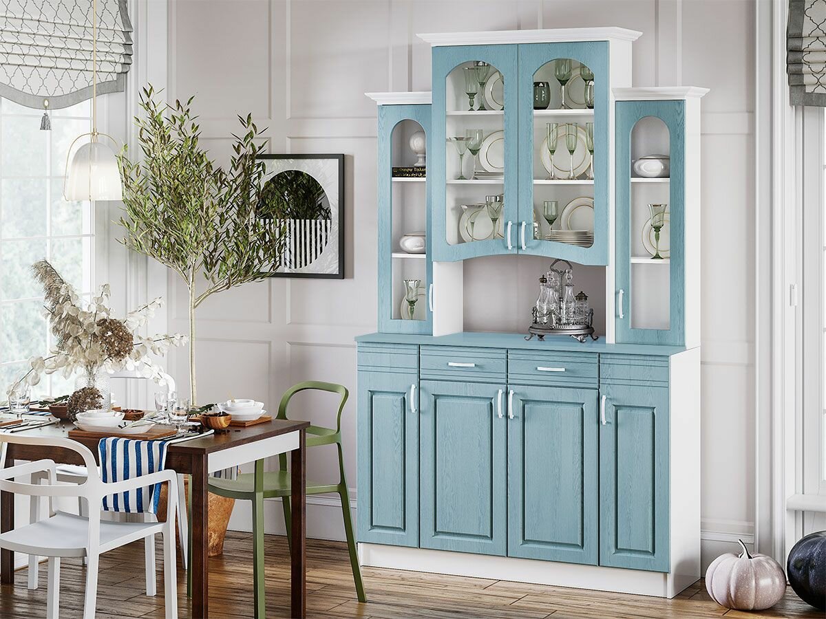 Буфет 4-х створчатый Констанция (Голубой) (Миф)