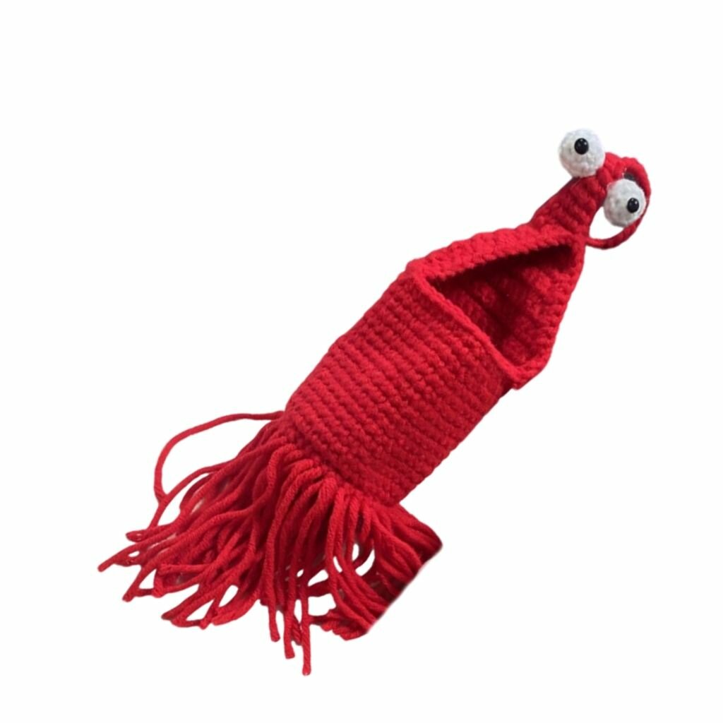 Симпатичная настенная корзинка для хранения, связанная крючком вручную (маленькая)-красный