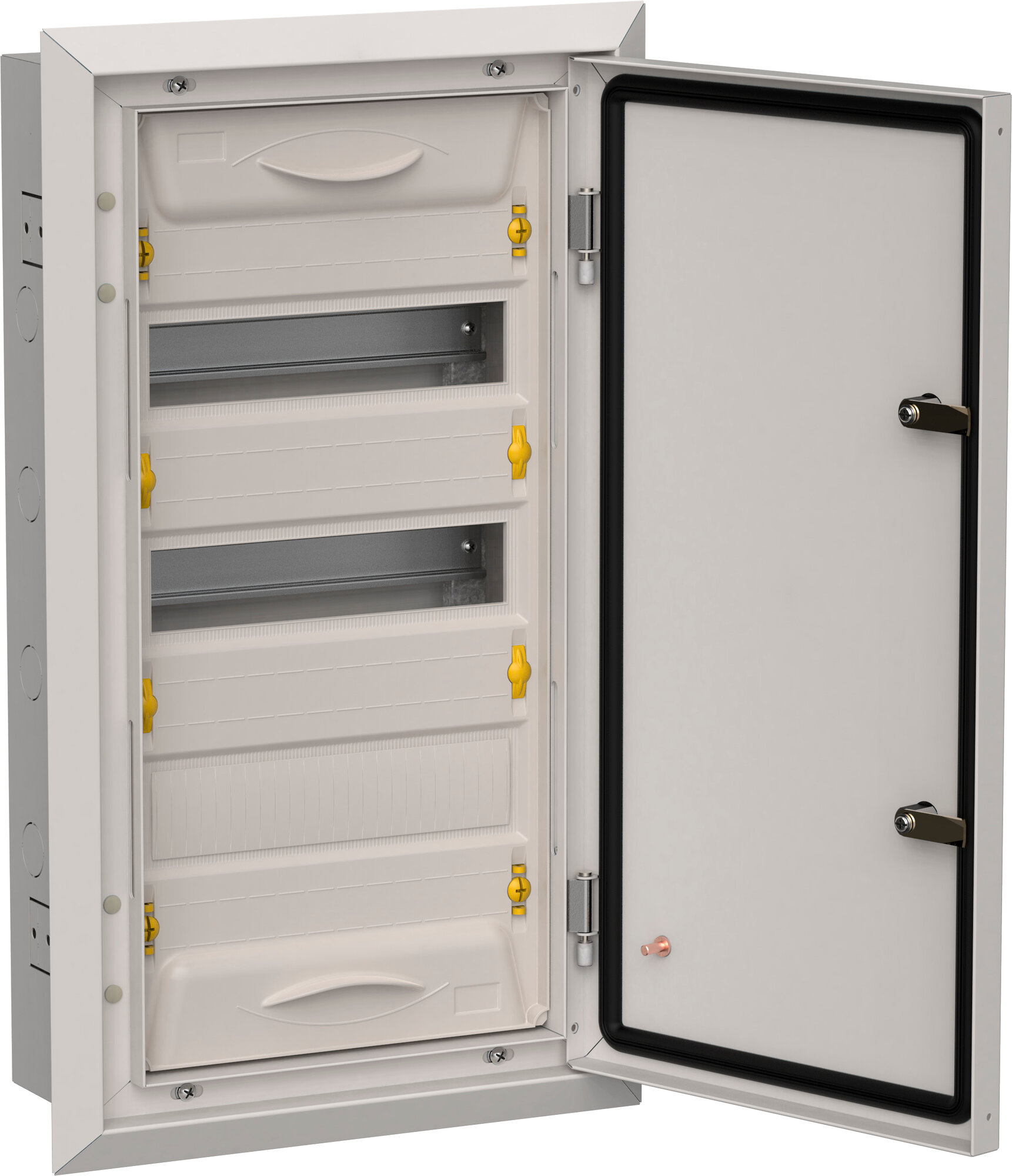 Щит распределительный IEK / ИЭК TITAN 5 ЩРВ 36, стальной серый, 36 модульных расстояний 3 ряда, степень защиты IP31, размером 630х365х130мм / электрика