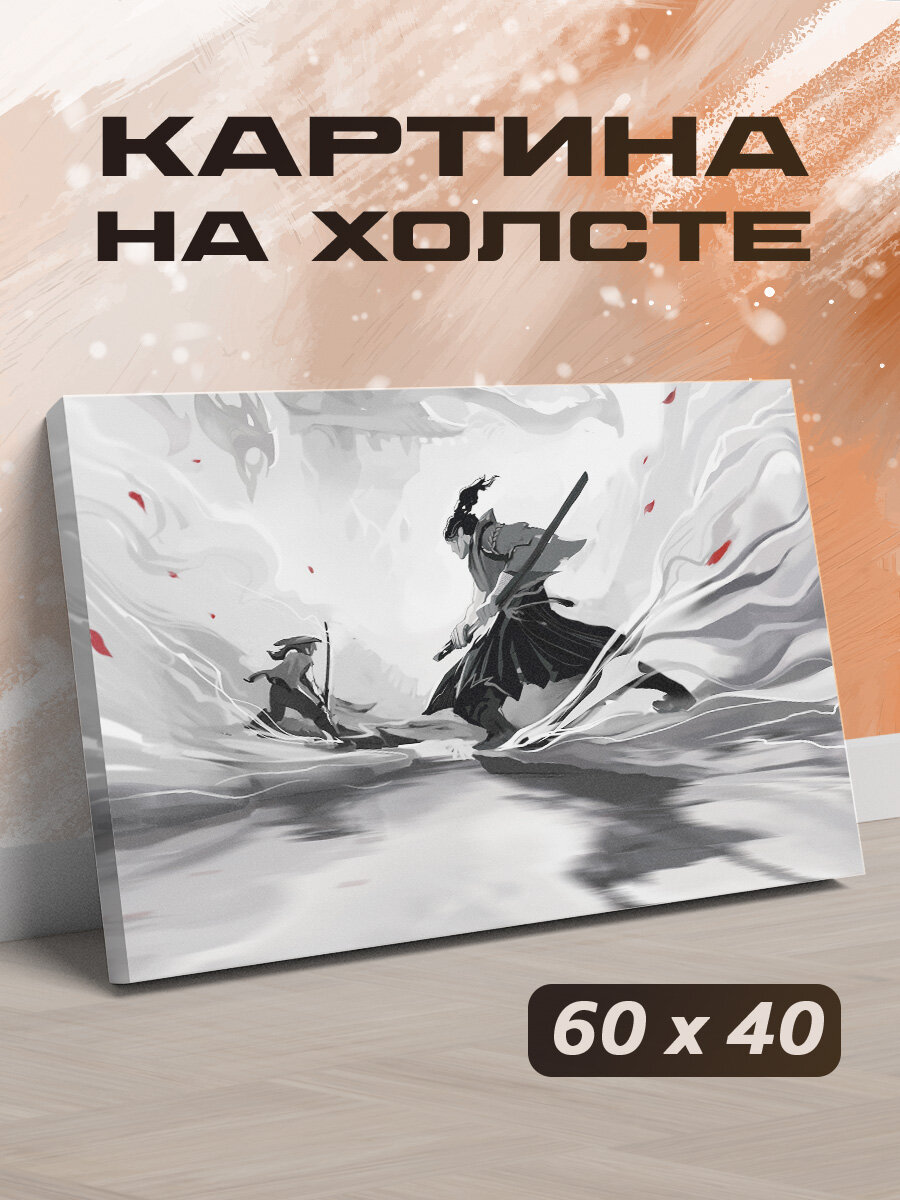 Картина Photostena "Японский самурай", холст, на подрамнике, 40x60 см