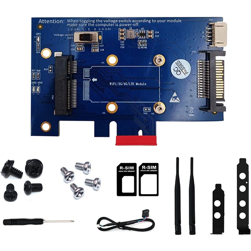 Мини PCI-E беспроводной сетевой адаптер PCI Express на PCI-E 1x со слотом для WiFi и карты 3G/4G/LTE