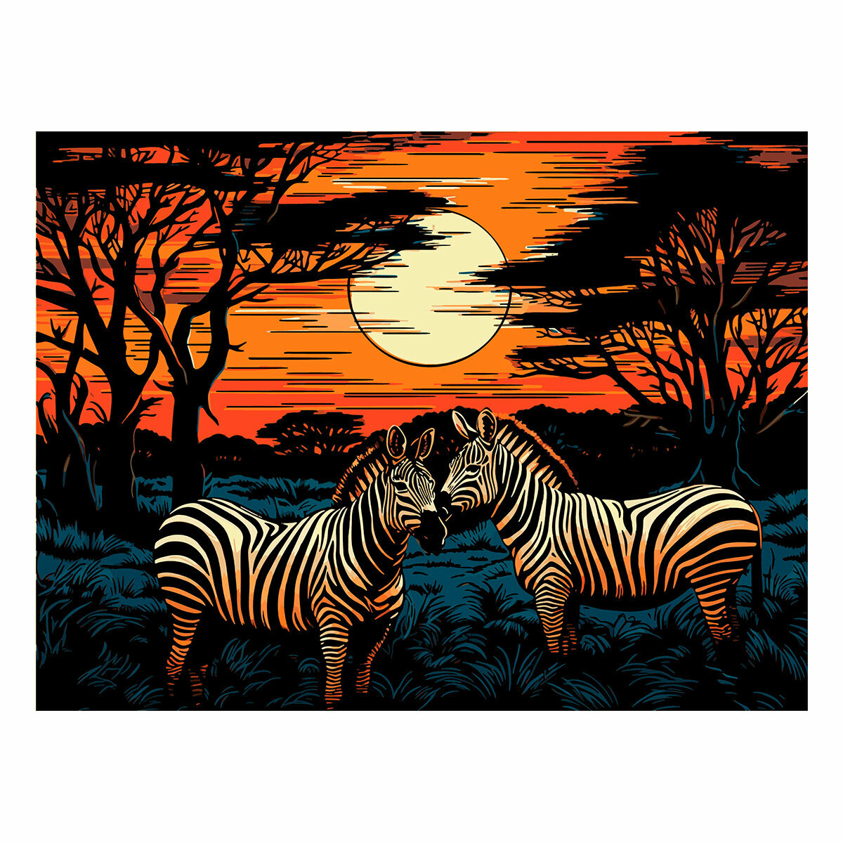 Lori Скретчинг Животные 30 х 40 см Саванна Зебры на закате Гр-865-CO10 - раскраска