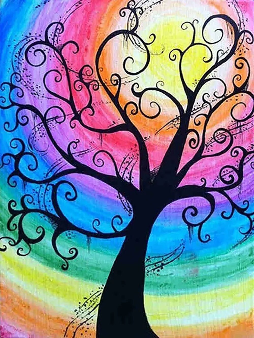 5D DIY Алмазная картина Абстрактное дерево Полная круглая алмазная мозаика Пейзаж Алмазная вышивка Набор Стразы Домашнее украшение