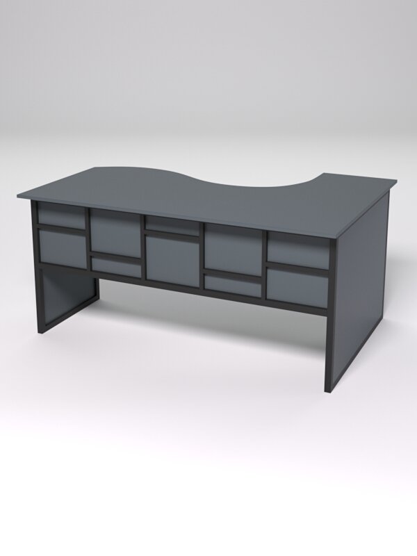 Стол эргономичный офисный СЭ-11 (левосторонний) "стронг" в стиле лофт декор №3, Темно-серый