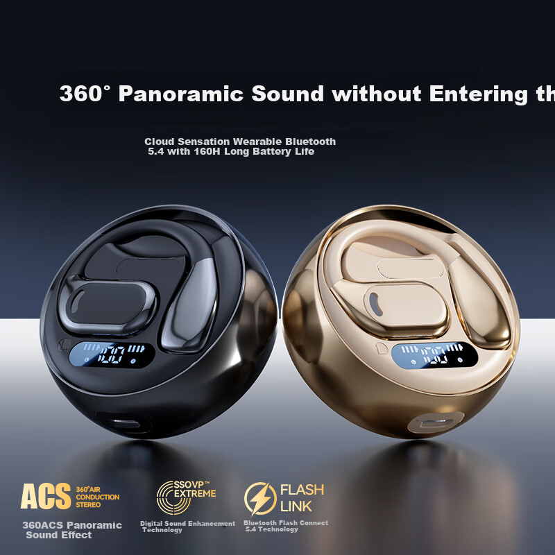 Chuan Gu 2025 New Model | Berlin Sound Open-Ear Bone Conduction Bluetooth Earphones Compatible with Huawei, Hanging Ear Style, True Wireless, Ideal for Sports, Running, Cycling, Long Battery Life