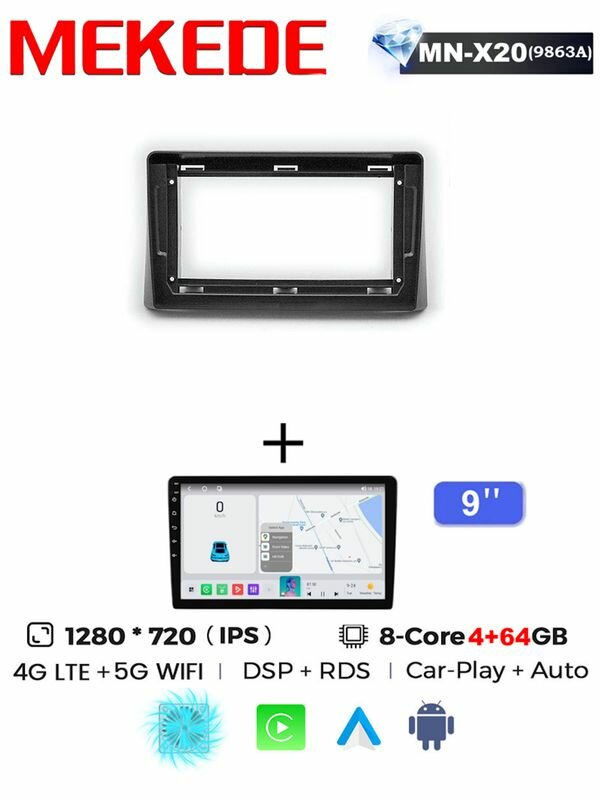 Магнитола 9" Mekede MN X20 Pro 4/64 Gb Toyota Hilux Surf 2002 - 2009 carplay