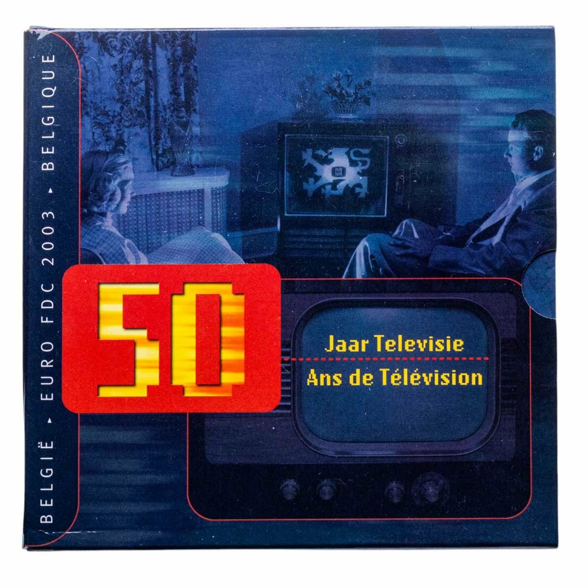 Бельгия 2003 официальный набор евро из 8 монет и жетона в буклете "Телевидение", Биметалл, нордик, сталь с медным покрытием, в сохранности UNC