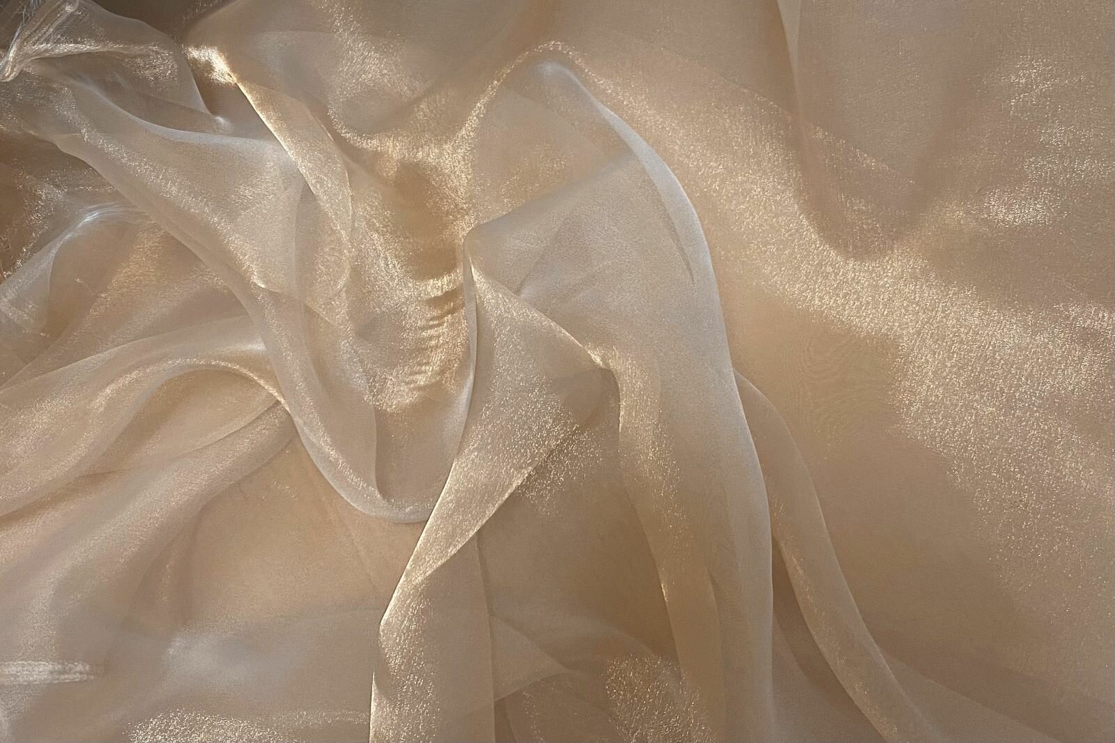 Ткань Шторная органза светло-бежевая с утяжелителем, ш280см, 0,5 м