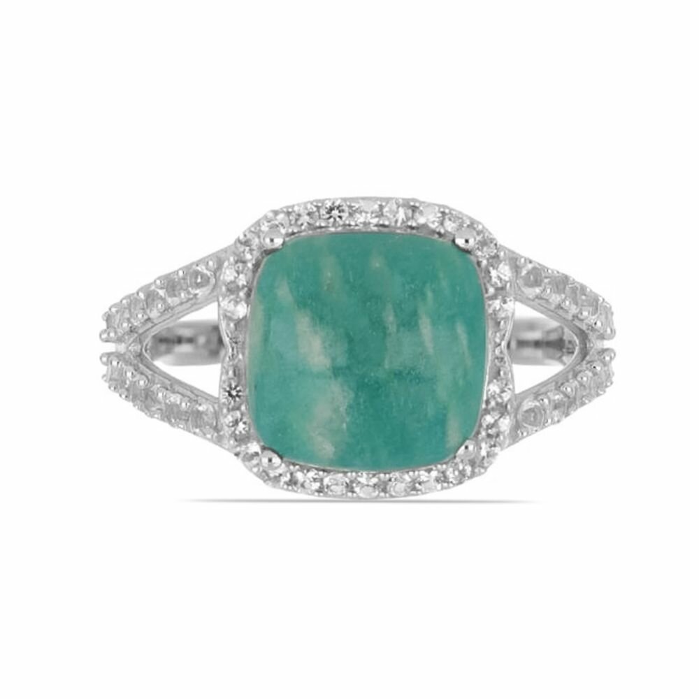 Кольцо тонкое, серебро, 925 проба, родирование, амазонит