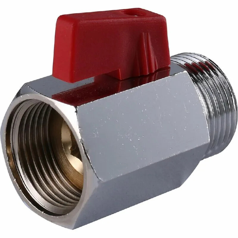 Кран 1/2, металлический, никелированный резьба внутренняя - наружная