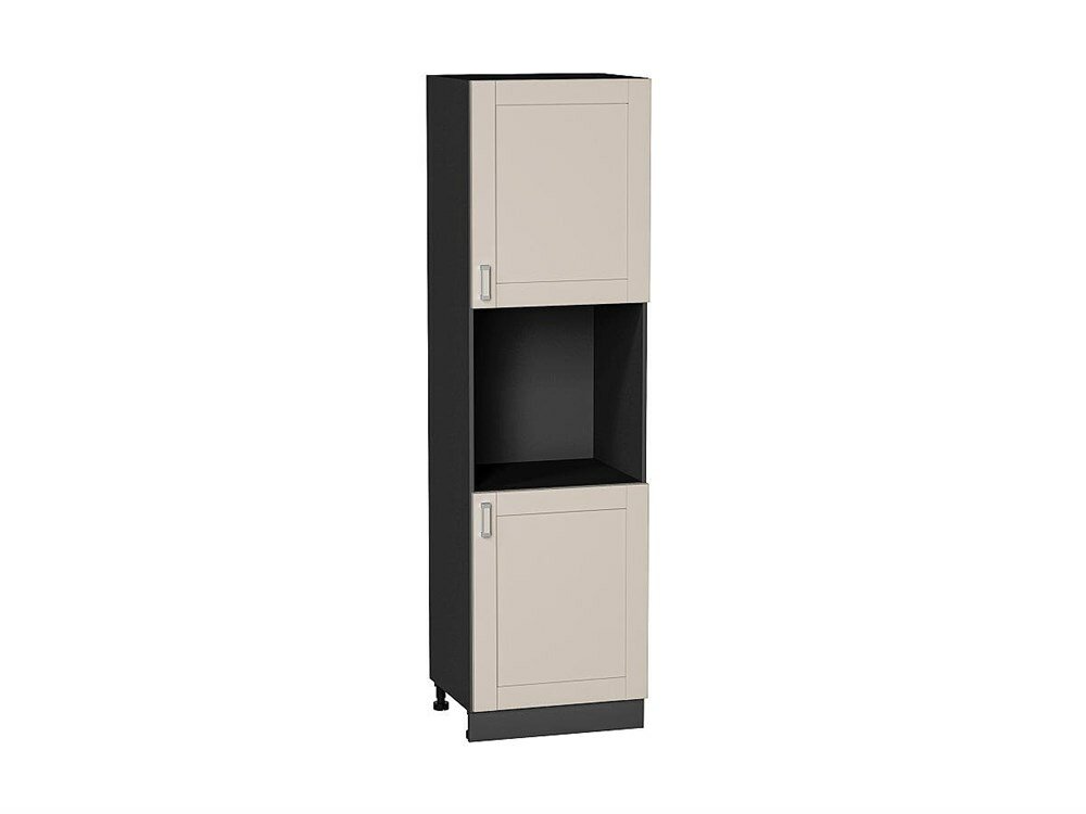 VVT Шкаф пенал с 2-мя дверцами под технику Лофт Graphite, Cream Silk, 2140 В*Ш*Г 2132*600*576, фасад МДФ Cream Silk, корпус Graphite Cream Silk