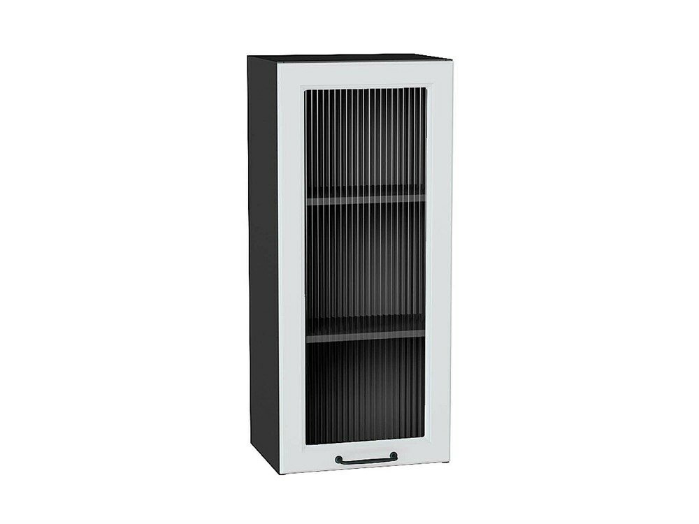 VVT Шкаф верхний с 1-ой остекленной дверцей Ницца Graphite, Blanco, 920, 400, Moru В*Ш*Г 920*400*318, фасад МДФ/Стекло Blanco, корпус Graphite Blanco