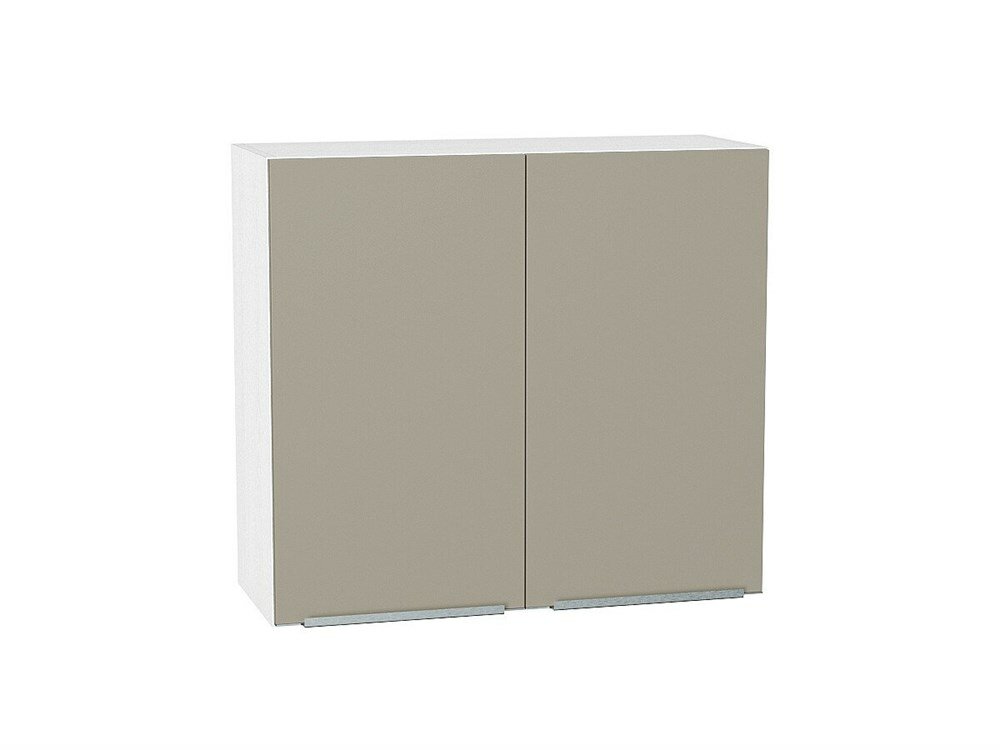 VVT Шкаф верхний с 2-мя дверцами Фьюжн Белый, Silky Grey, 720, 800 В*Ш*Г 716*800*320, фасад МДФ Silky Grey, корпус Белый Silky Grey