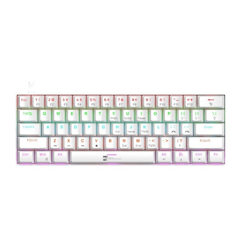 Клавиатура R8, 61 ключ, RGB, зеленая ось, 1037 белая