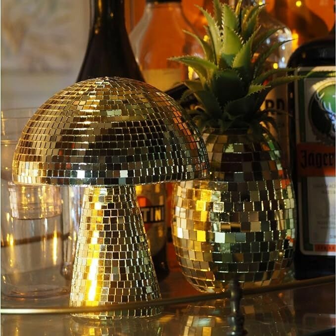 Мигающий диско гриб для украшения помещений, зеркальное украшение для дома, подарок для вечеринки ручной работы