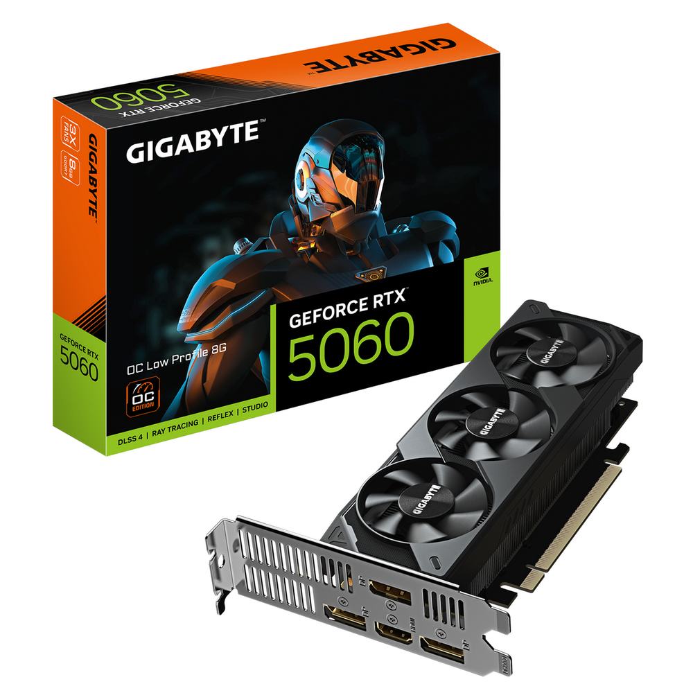 Видеокарта Gigabyte RTX5060 OC Low Profile 8GB GDDR7 128bit 3xDP HDMI 3FAN LP RTL