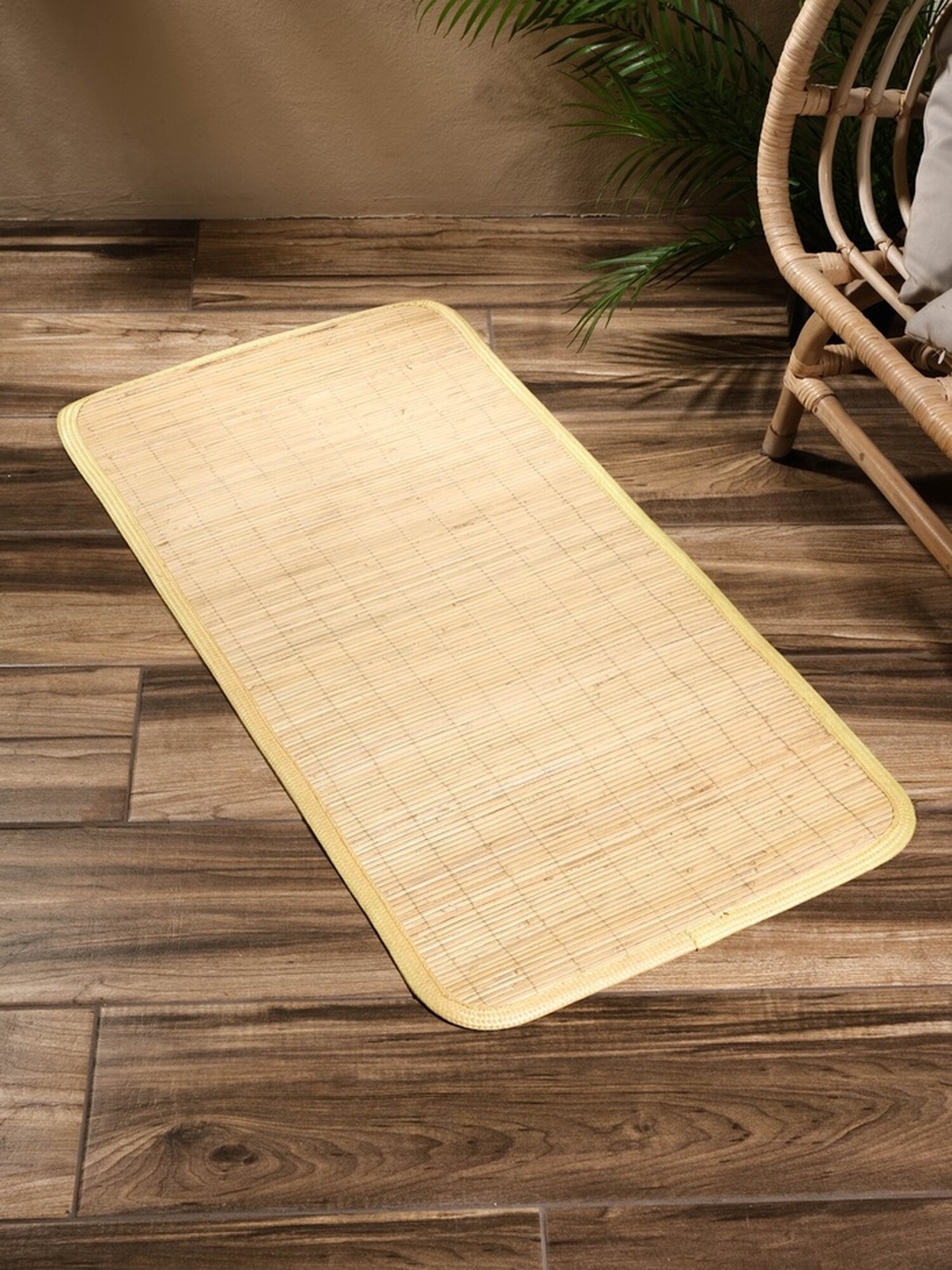 Коврик Сима-ленд, плетеный, прямоугольный, ротанг, 100х50х0,7 см, бежевый