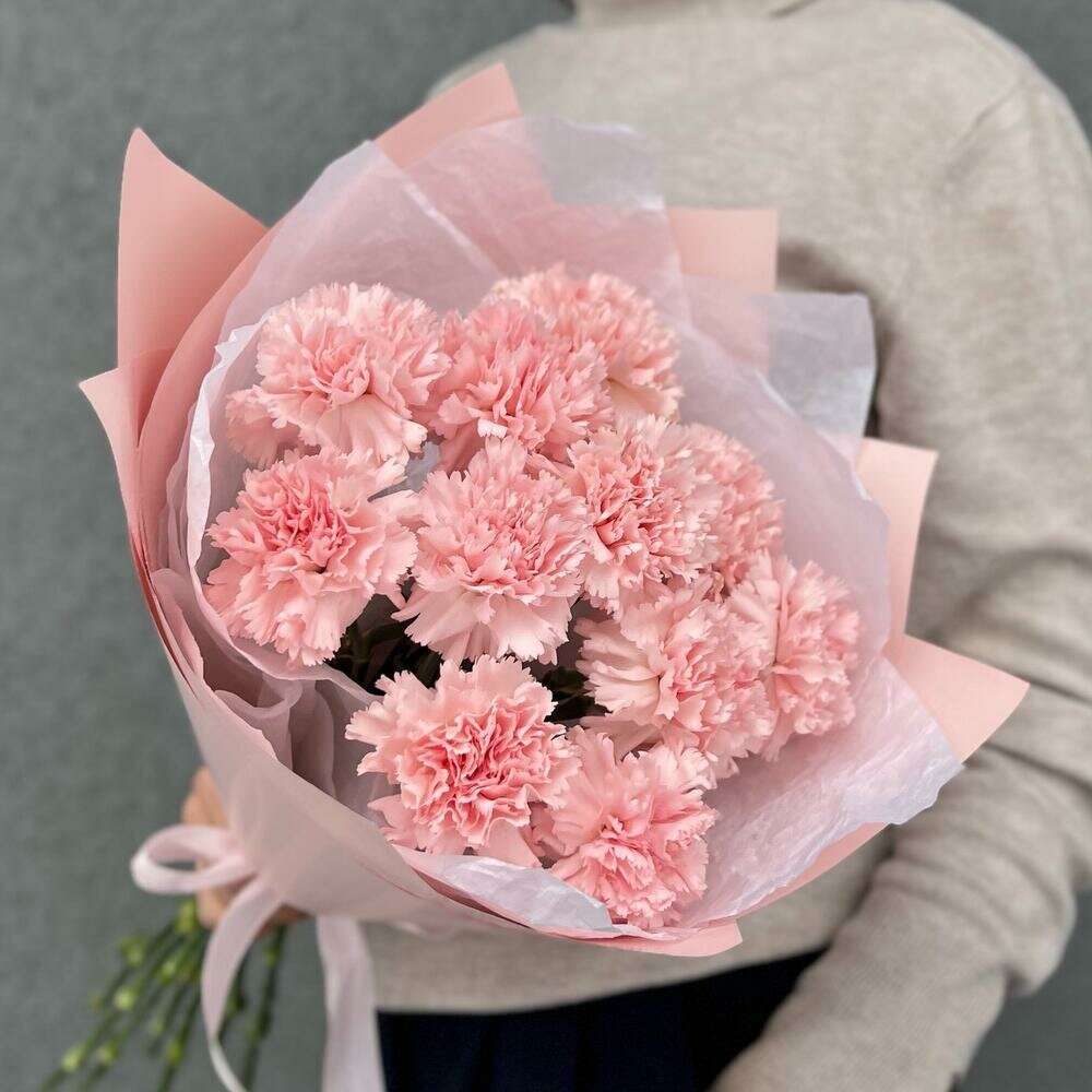 Монобукет из 11 розовых гвоздик