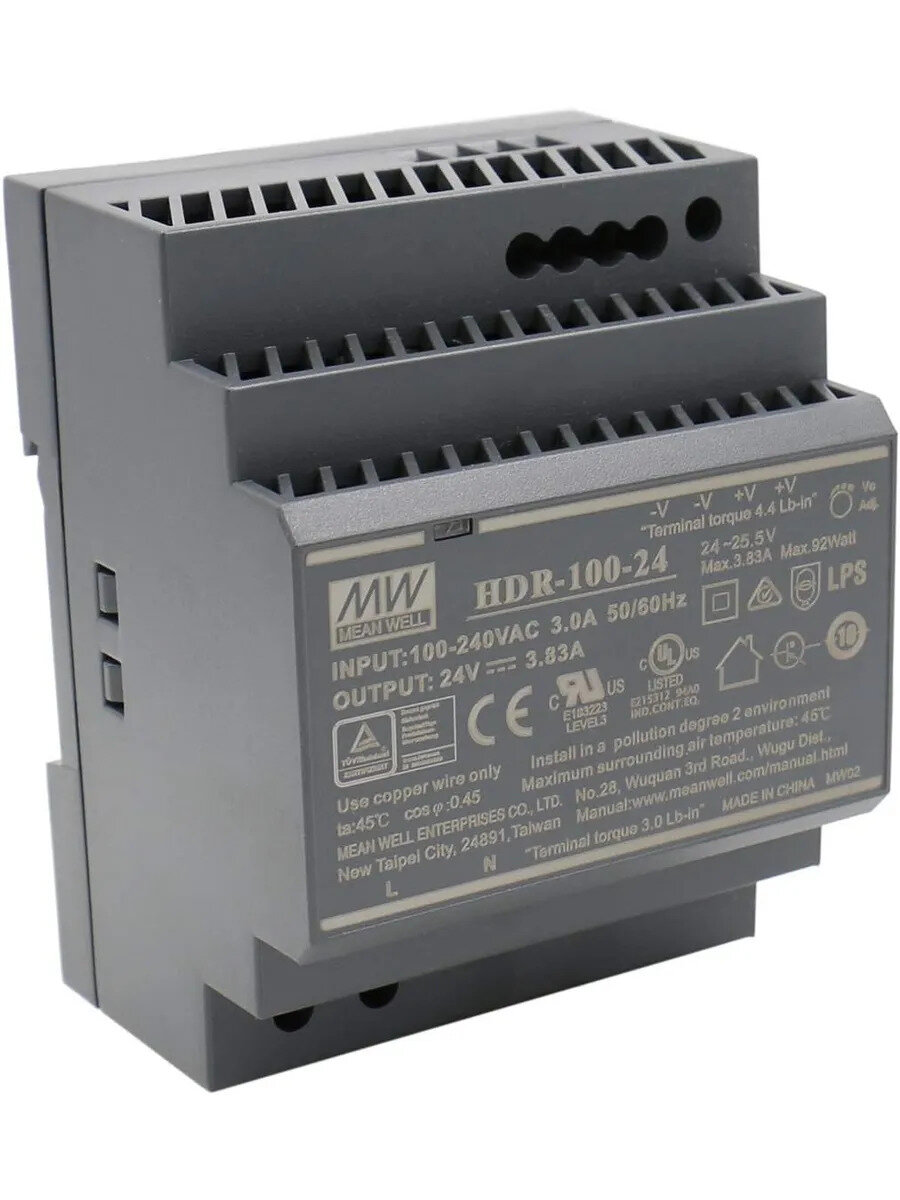 HDR-100-24 Блок питания на DIN-рейку 92Вт 24В 3.83А