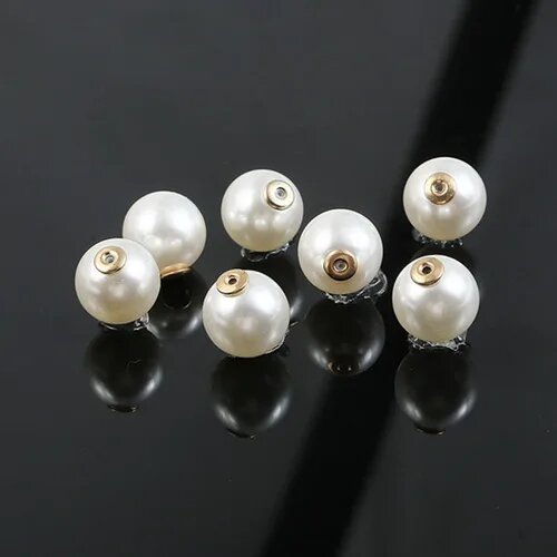 Жемчужные бусины с кристаллом, 10 шт, белый, 8mm Ivory