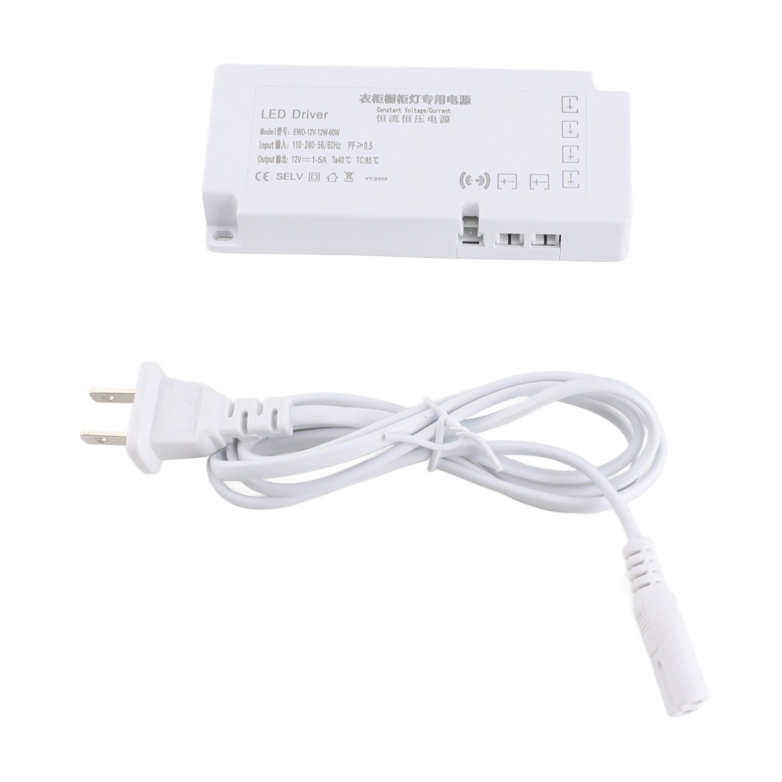 Встроенный блок питания для светодиодной подсветки шкафа, 6-битный соединительный кабель, 12 В, EWD-12W-60W-1205
