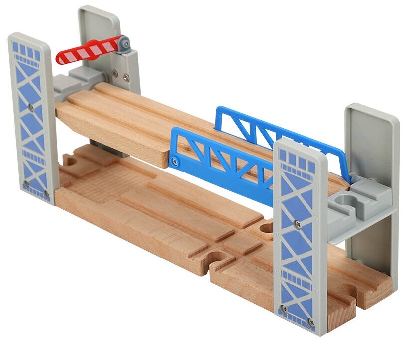 Деревянная железная дорога - Мост двухуровневый, подъемный разводной мост с железнодорожным переездом