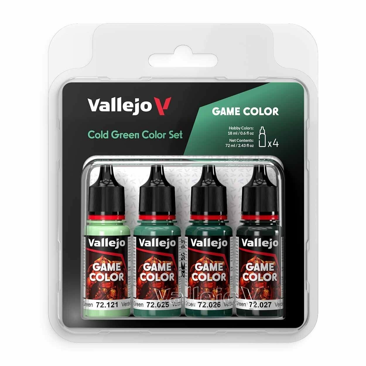 Набор акриловых красок Vallejo Game Color - Cold Green 72383, 4 шт по 18 мл